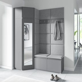 Eka Předsíňová stěna s čalouněnými panely Trinity 37 - Grafit / Šedá 2314