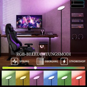HOMCOM RGB lampička Uplighter, stmívatelná lampa s dálkovým ovládáním a dotykovým ovládáním, 350° otočná hlava, černá