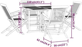 vidaXL 5dílný skládací zahradní jídelní set masivní teakové dřevo [3096576]