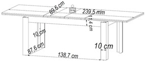 Rozkládací jídelní stůl Matera 160x90 cm, starý dub/bílá