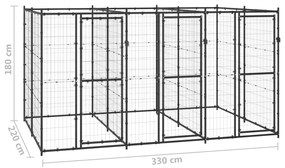 vidaXL Venkovní psí kotec ocel 7,26 m²