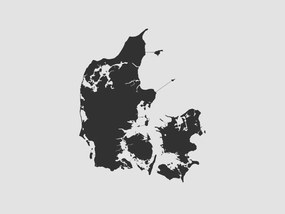 Mapa Dánsko - kovový obraz na zeď Velikost: 150cm