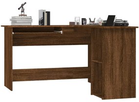 Rohový psací stůl hnědý dub 120 x 140 x 75 cm kompozitní dřevo - Default Title