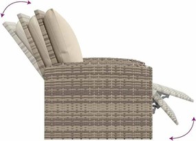 vidaXL Zahradní polohovací křeslo s poduškami polyratan [364105] Barva: světle hnědá