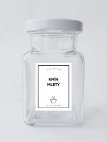 Samolepka na kořenky KMÍN  MLETÝ bílá 3 × 4 cm tučné písmo