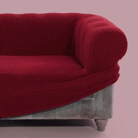 Super strečové potahy NIAGARA bordó křeslo s dřevěnými rukojeťmi (š. 50 - 80 cm)