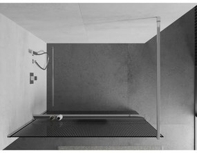 Mexen Kioto, sprchová zástěna s poličkou a ramínkem na ručníky 70 x 200 cm, 8mm sklo s žebrovým vzorem, chromový profil, 800-070-121-01-09