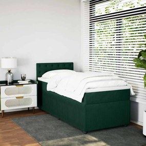 Box spring postel s matrací tmavě zelená 100x200 cm samet 3287677