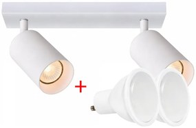 BERGE Bodové svítidlo GU10 VIKI-L 2 - bílé + 2x LED žárovka