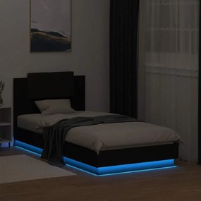 Rám postele s čelem a LED osvětlením černý 75 x 190 cm 3210067