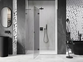 Mexen, Mexen Lunar levé otočné sprchové dveře 130 cm, transparentní, pistolový kov - 834-130-000-95-00-L