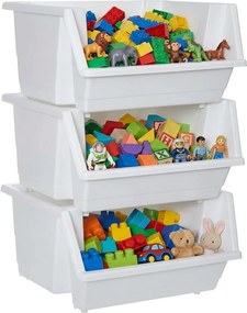 5Five® Sada 3 stohovatelných úložných boxů, STACKEO - bílá