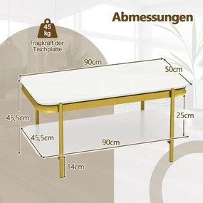 Costway Obdélníkový konferenční stolek Moderní pohovka Accent Table White