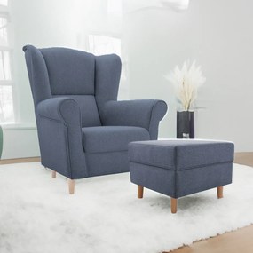 IDZ Sedací souprava: Křeslo LOFT 1 + taburet LOFT, Modrá Avra 14