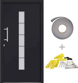 Vchodové dveře hliník a PVC antracitové 100 x 210 cm 3056816