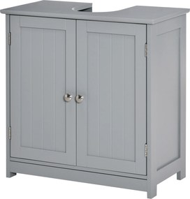 Koupelnová skříňka Kleankin pod umyvadlo - Skříňka pod umyvadlo - Skříň s 2 dveřmi a policí - Rozměry 60D x 30Š x 60V cm - Šedé dřevo