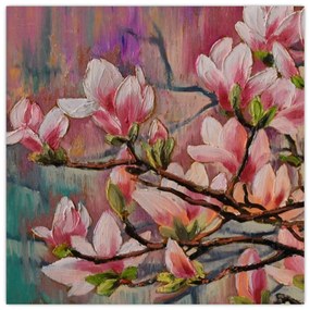 Obraz - Olejomalba, Rozkvetlá sakura (30x30 cm)