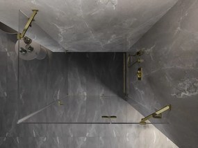 Mexen Lunar, pravostranný výklopný sprchový kout 70 x 90 cm, čiré sklo, zlatý profil, 834-070-090-50-00-P