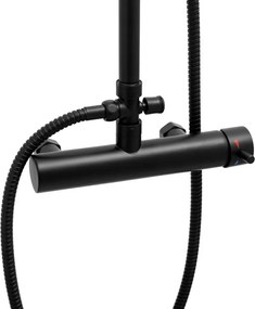 Erga Bodo, sprchová souprava s dešťovou hlavicí 23x23cm, černá matná, ERG-YKA-BP.BODO-23-BLK