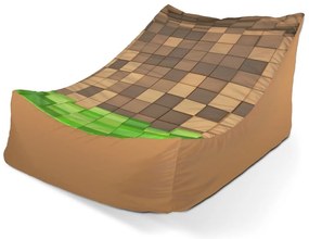 Sedací vak Lounge Blocks 3D - dětský, hnědá / zelená