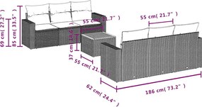 7dílná zahradní sedací souprava s poduškami béžová polyratan 3224014