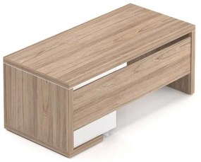 Stůl Lineart 180 x 85 cm + pravý kontejner a krycí panel / Jilm světlý a bílá