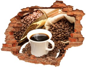 Wallmuralia Nálepka 3D díra na zeď Šálek kávy 90x70 cm