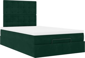 Osmanský rám postele s matracemi tmavě zelené 120x190 cm samet 3313604