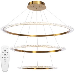 Toolight Toolight, LED křišťálové závěsné svítidlo + dálkové ovládání APP1202-CP, zlatá, OSW-05480