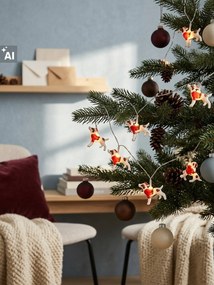 Sinsay - Vánoční LED světýlka s motivem psů v kostýmech Santa Clause - červená