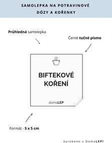 Samolepka na kořenky BIFTEKOVÉ KOŘENÍ průhledná 5 × 5 cm tučné písmo
