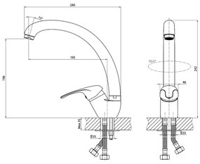 Aqualine - Dřezová baterie KASIOPEA 24 cm lesklý chrom