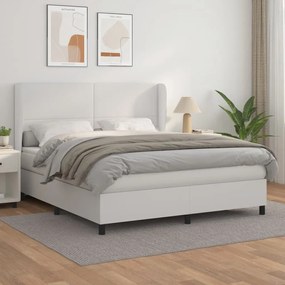 Box spring postel s matrací bílá 160x200 cm umělá kůže
