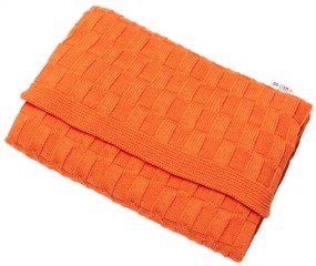 Luxusní bavlněná pletená deka, dečka CUBE, 80 x 100 cm - orange
