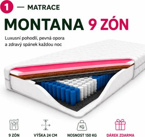 proPOSTELE Matrace Montana 9 zón 140 x 200 cm