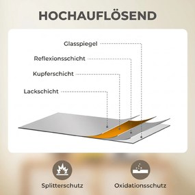 HOMCOM obdélníkové nástěnné zrcadlo 76×101 cm — černý MDF rám, do koupelny i obýváku