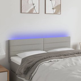 Čelo postele s LED světle šedé 144 x 5 x 78/88 cm textil 3121750