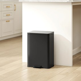 HOMCOM Odpadkový koš 20 L Pedálový koš s víkem s tichým zavíráním, vyjímatelný vnitřní koš, matně černý, 34,2 x 30,6 x 44,2 cm