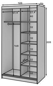 Eltap Šatní skříň Marrphy II se zrcadlem