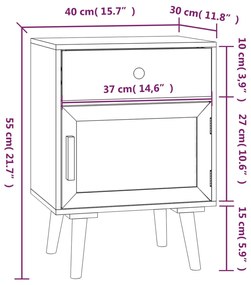 Noční stolek bílý 40 x 30 x 55 cm kompozitní dřevo - Default Title