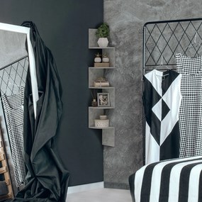 HOMCOM Stěnná rohová polička v zigzag designu 20Š x 20H x 126V cm, 5 úrovní, dřevo, šedá