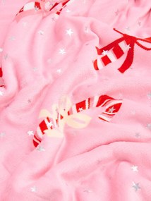 Sinsay - Vánoční deka se vzorem cukrových holí - pastelová růžová