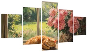 Obraz - Kočka na okně (125x70 cm)