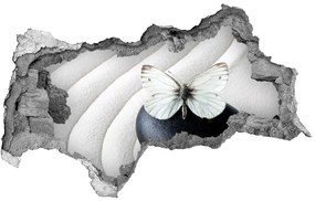 Wallmuralia Díra 3D fototapeta nálepka Kámen zen a motýl 95x73 cm