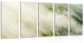 5-dílný obraz mlhavý les - 200x100