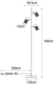 Průmyslová stojací lampa černá 3-světlo - Jim