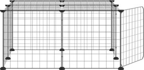 12panelová ohrádka pro zvířata s dvířky černá 70 x 70 x 35 cm ocel 3114051