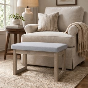 HOMCOM Taburet na nohy Čalouněný taburet s dřevěnými nohami 68x38x42 cm šedý Taburet do obývacího pokoje Ložnice Předsíňová lavice | Aosom.de