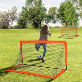 HOMCOM Fotbalová branka 2 kusy Skládací 183 x 90 cm Fotbalová branka s taškou odolná vůči počasí pro venkovní fotbal pro dospělé Branky do zahrady pr…