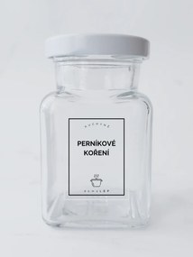 Samolepka na kořenky PERNÍKOVÉ KOŘENÍ průhledná 3 × 4 cm tučné písmo